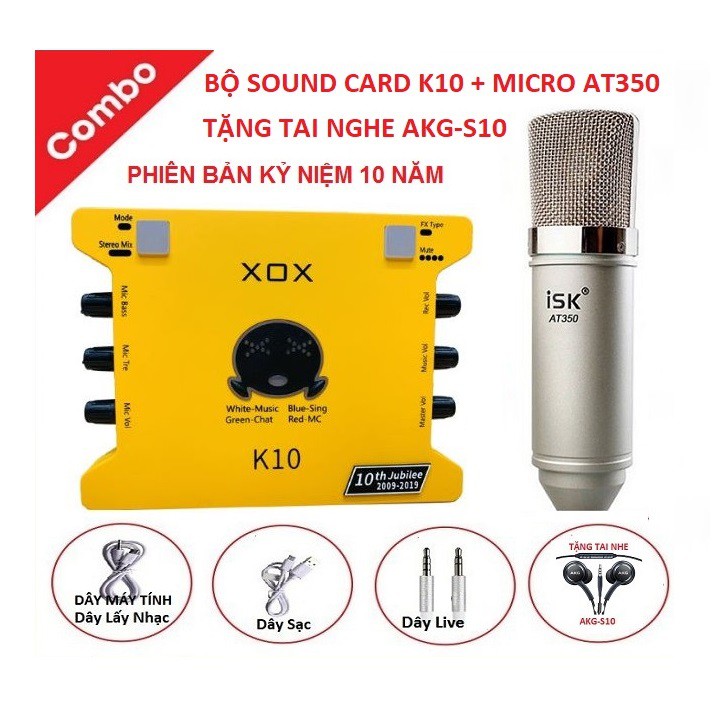 Combo Sound Card K10, Micro AT350, Tặng Tai Nghe AKG-S10 - Combo K10 ...