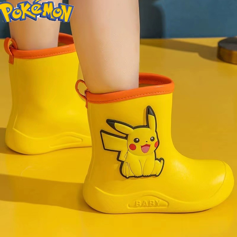 Pokemon Anime Pikachu Cartoon Kids Rain Boots Kawaii EVA Waterproof Non ...