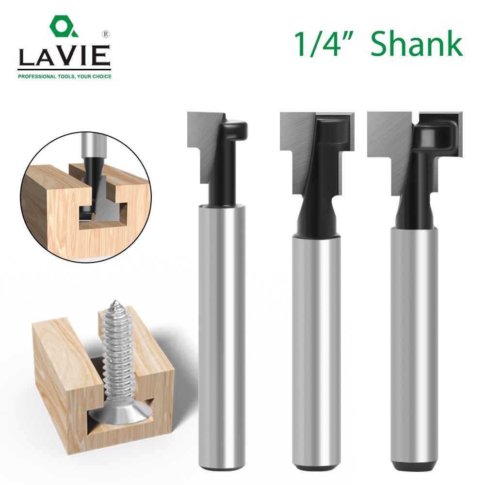 LAVIE 3 1 / 4 T-Slot Cutter Router Bit Set Hex Bolt Key Hole Bits T ...