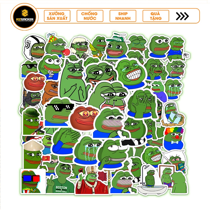 Sticker Ếch Xanh Dán Mũ bảo Hiểm Cắt Sẵn Từng Hình Kích Thước 6 - 8cm ...
