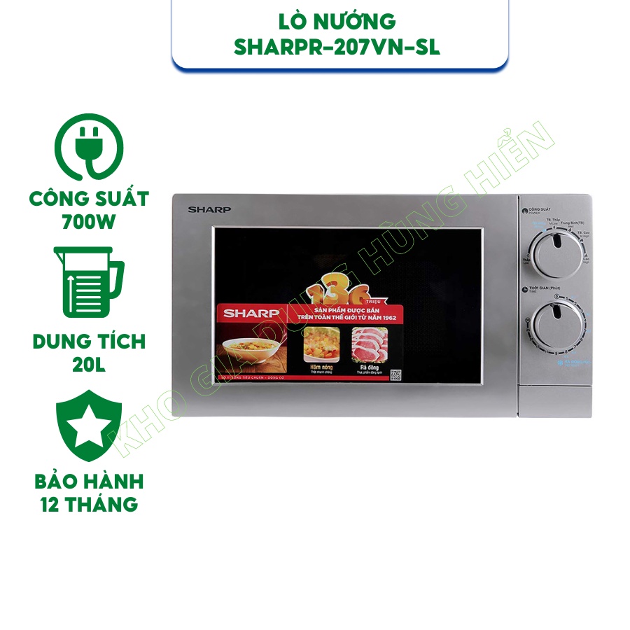 Lò Vi Sóng Sharp R-207VN-ST 20L - Hàng Chính Hãng - Bảo Hành 12 Tháng | Shopee Việt Nam