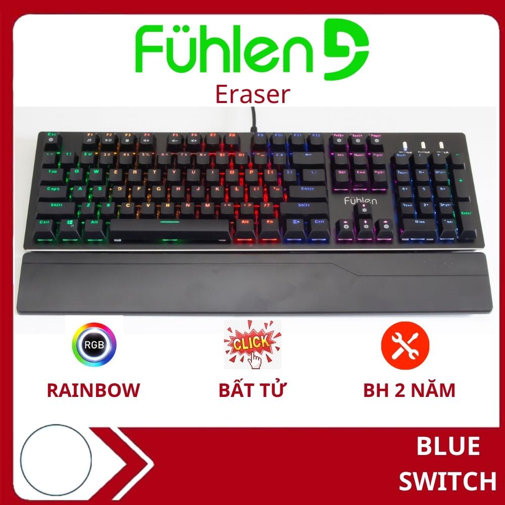 Bàn phím cơ gaming Blue switch Fuhlen Eraser Led Rainbow/ Kê tay tháo rời- Hàng chính hãng ...