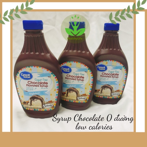 Siro chocolate ko đường, syrup không đường ít calo Great Value chai 524 ...