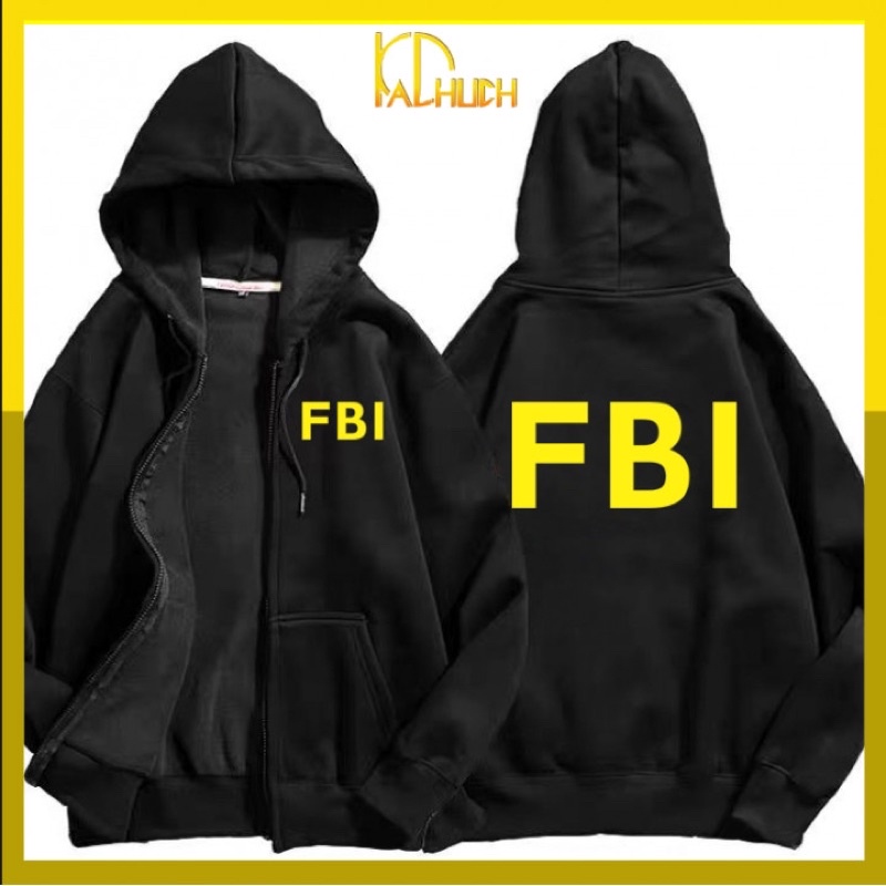 Áo khoác nỉ dây kéo FBI vải nỉ ngoại dày dặn unisex freesize 70kg ...