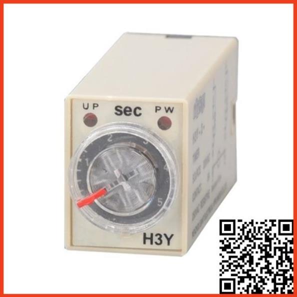 Timer mini H3Y-2 Rơ le đếm thời gian bằng núm vặn loại 8 chân nhỏ 12VDC tặng kèm chân đế PYF083A ...