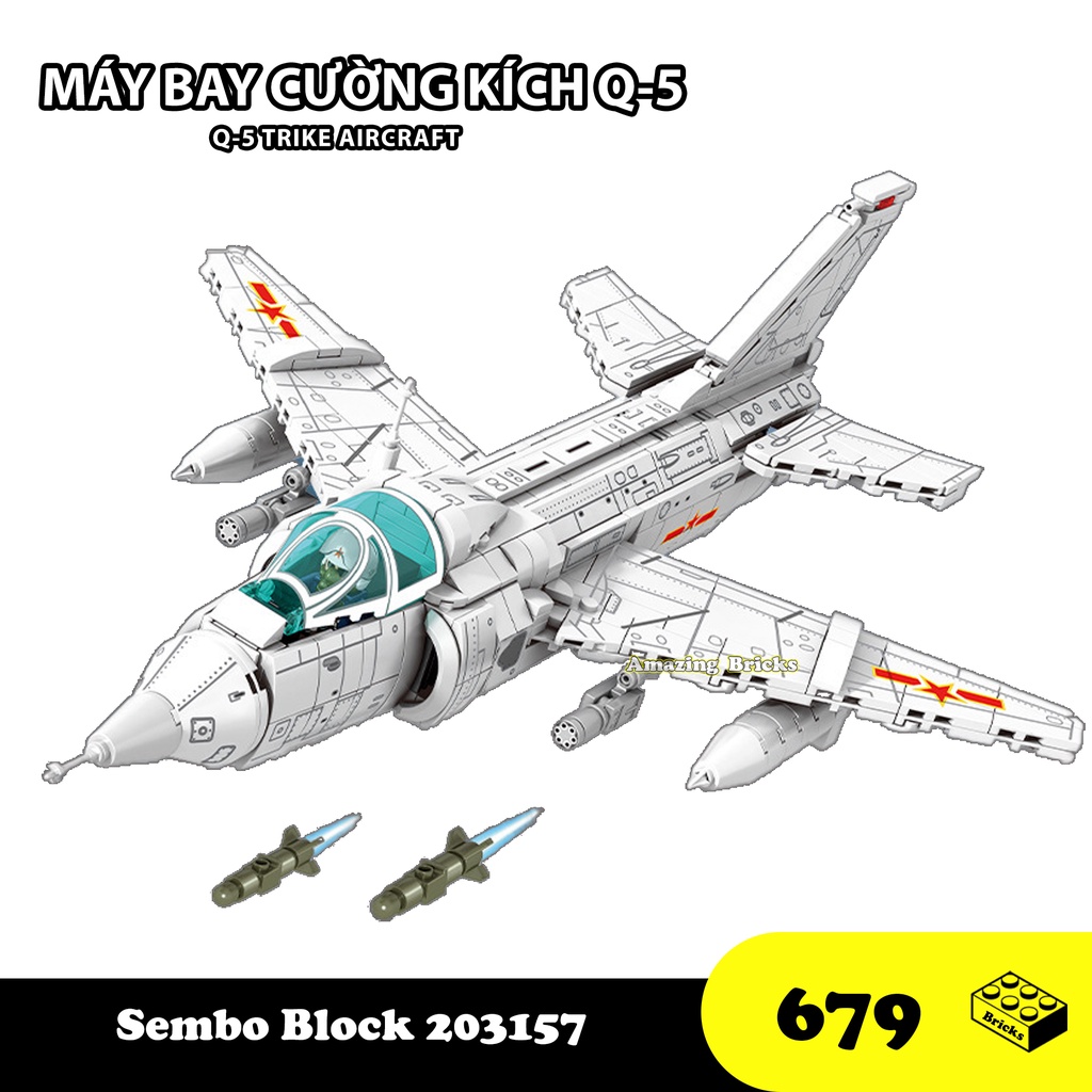 Đồ chơi Lắp ráp Máy bay Cường Kích Q-5, Sembo Block 202157 Strike ...