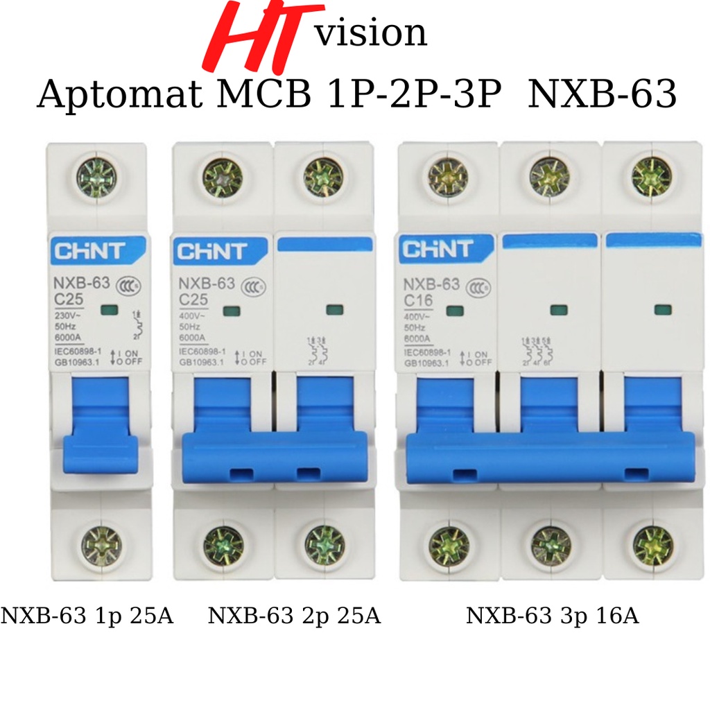 Aptomat MCB CHINT NXB63 1P 2P 3P C16A~C63A - Aptomat tép CHINT các loại ...