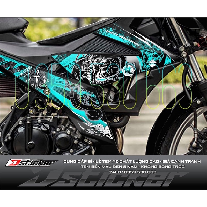 Tem rời Satria xe đen - tem Dragon Rồng xanh lục bảo | Shopee Việt Nam