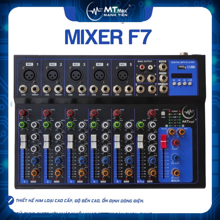 MT MAX Bàn trộn Mixer MTMax F7 BT - 7 kênh cao cấp - Có bluetooth ...