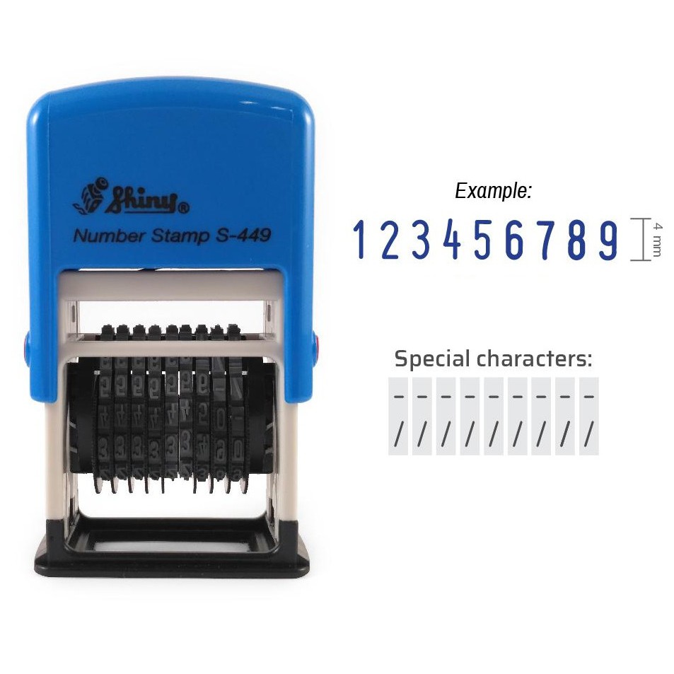 Dấu Shiny S-449 Cao 4mm 9 Số Self Inking Rubber 9 Digit Numbering Stamp ...