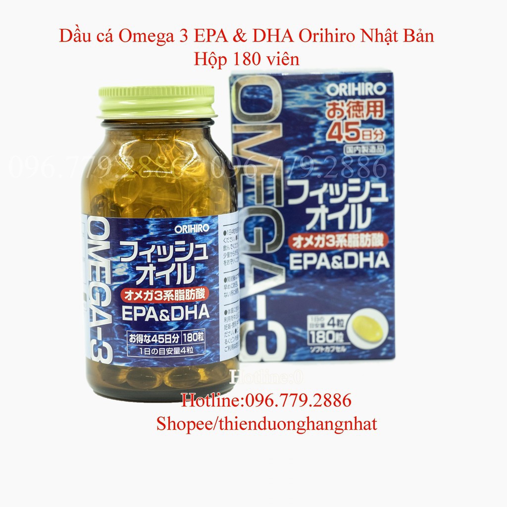Dầu cá Omega 3 EPA & DHA Orihiro Nhật Bản hộp 180 viên | Shopee Việt Nam