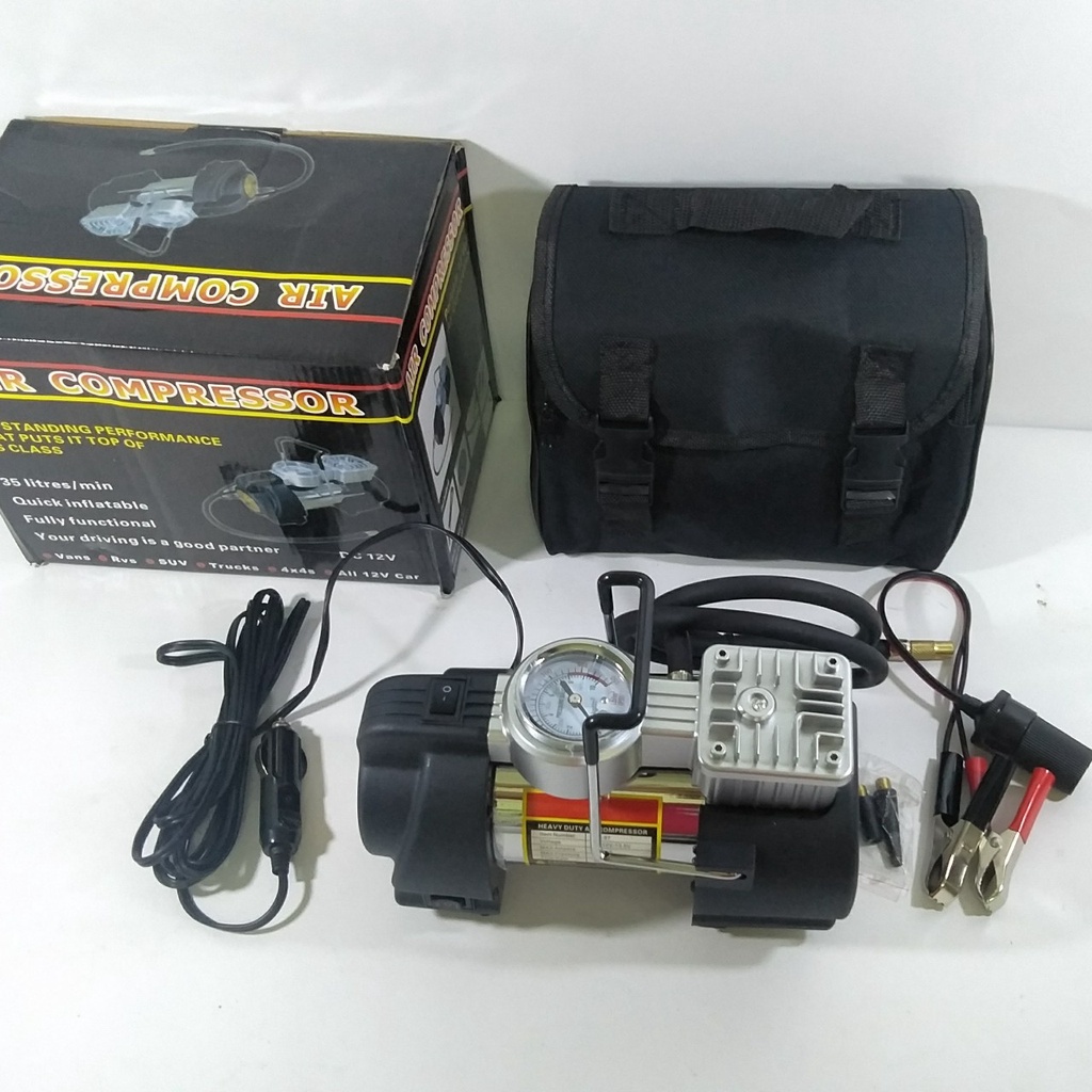 Bơm lốp, bơm hơi điện ô tô xe máy mini 12V Air Compressor 120W | Shopee ...