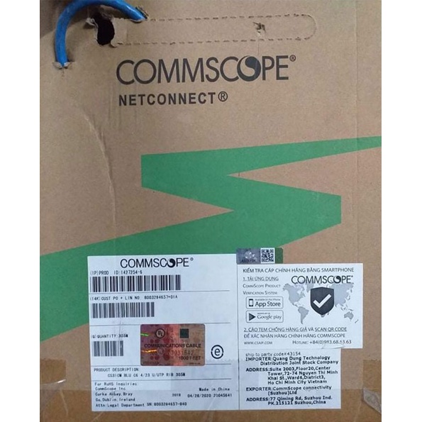 Cáp mạng CAT6 chính hãng Commscope /AMP (305m/thùng) | Shopee Việt Nam