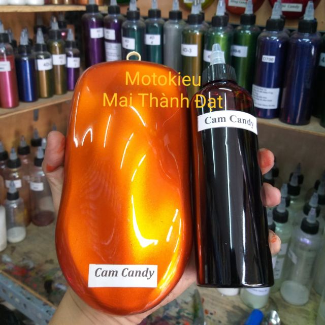 Màu Sơn Cam Candy (Lót nền bạc)( Sơn oto xe máy ) Đóng size tuỳ chọn ...