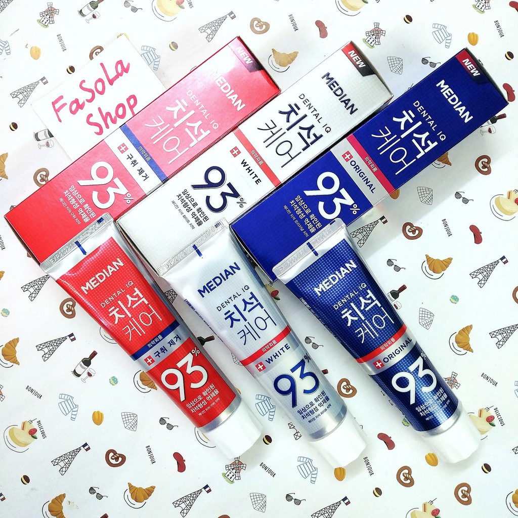 Kem đánh răng MEDIAN Hàn Quốc DENTAL IQ 93% 120g trắng răng đỏ xanh ố ...