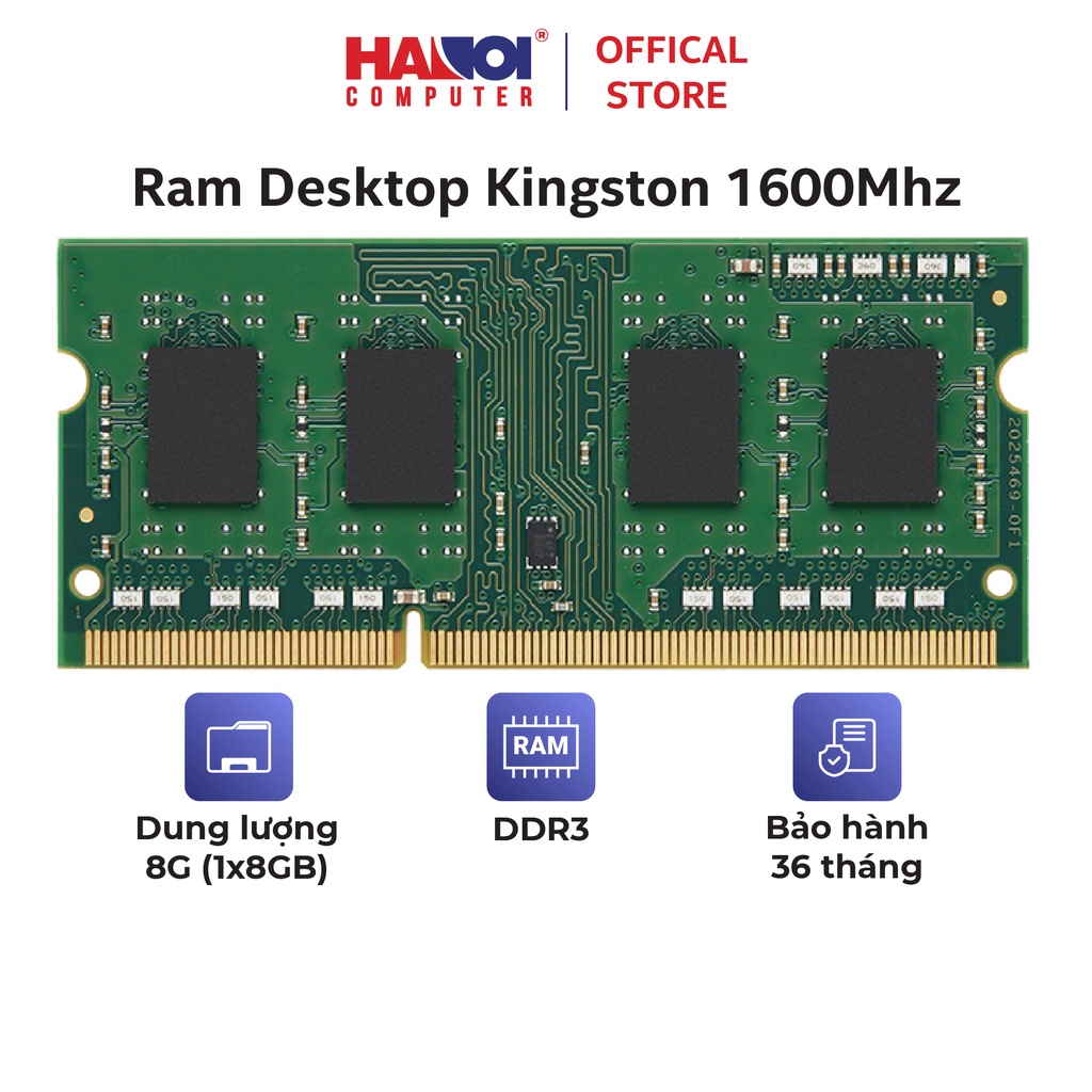 Ram Laptop Kingston (KVR16LS11/8WP) 8GB (1x8GB) DDR3 1600Mhz thiết kế ...