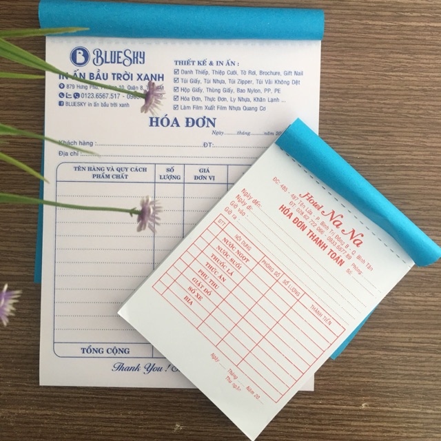 10 cuốn hoá đơn 1 liên, 2 liên in tên khổ a5 | Shopee Việt Nam