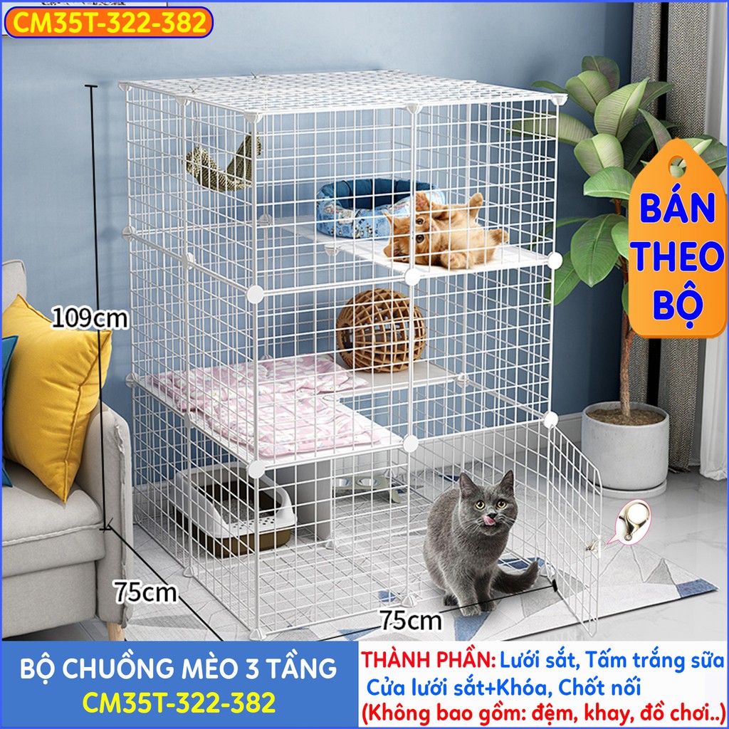 Chuồng mèo 3 tầng, 2, 4 tầng giá rẻ đẹp lắp ghép đa năng đơn giản với lưới sắt sơn tĩnh điện ...