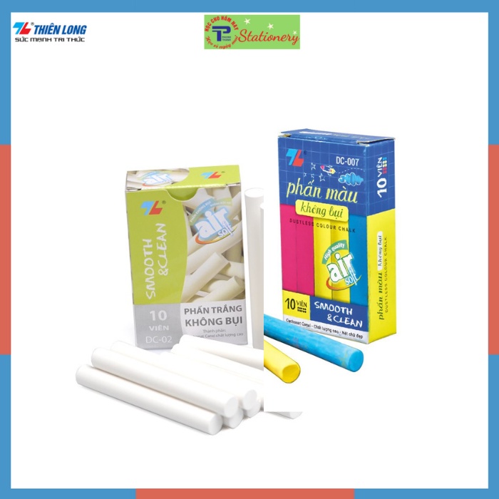 Phấn trắng, phấn màu Thiên Long không bụi DC02, DC07 (10 viên/hộp) | Shopee Việt Nam
