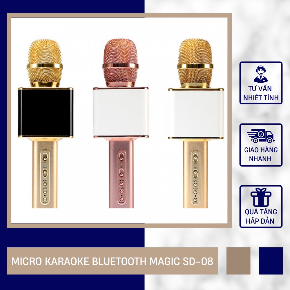 Micro Karaoke Bluetooth Magic SD-08, Míc Không Dây Tích Hợp Loa Bass Siêu Hay - Công Suất 3W Kết ...
