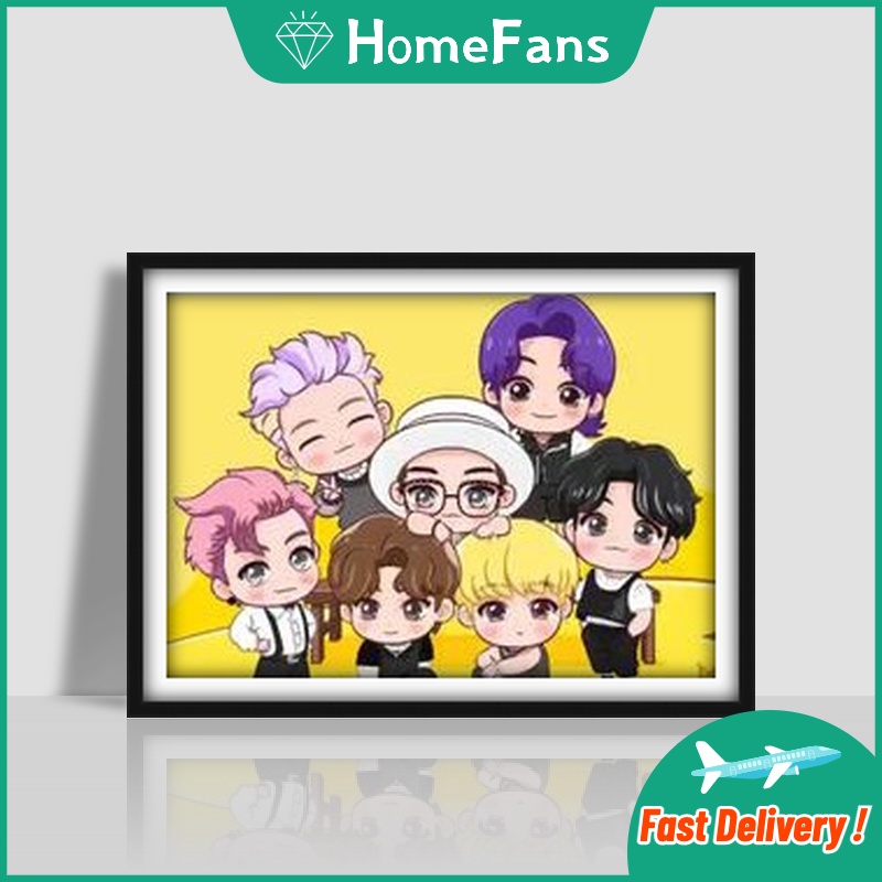 Bộ tranh đính đá 5d họa tiết hoạt hình BTS độc đáo kích thước 40x30cm ...