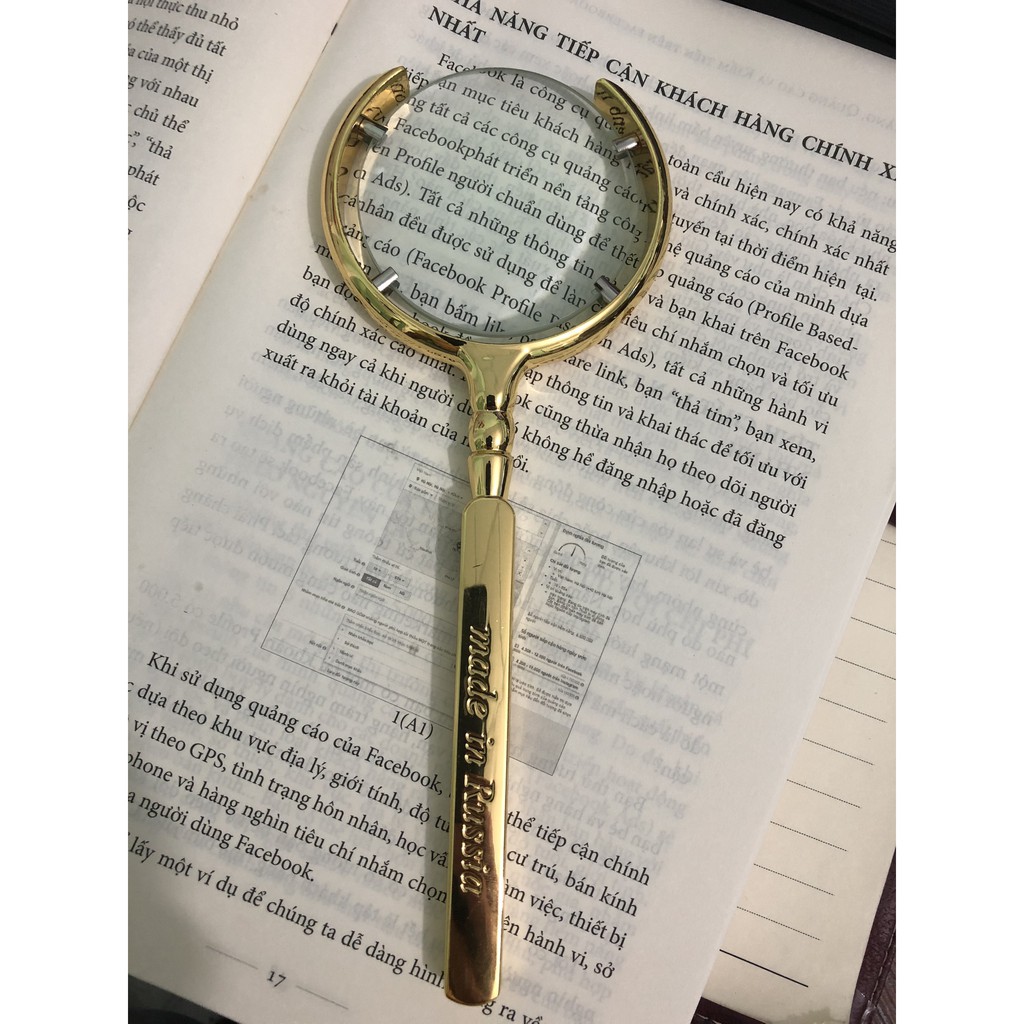 Kính lúp Magnifier Nga 70mm gọng inox 304 siêu bền đẹp vàng bóng sang ...