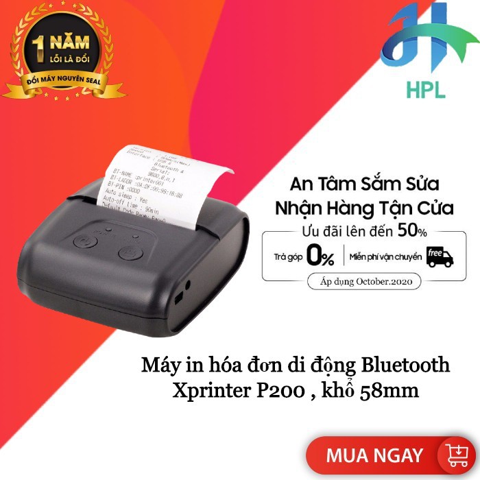 Máy in hóa đơn di động Bluetooth Xprinter P200 , khổ 58mm | Shopee Việt Nam