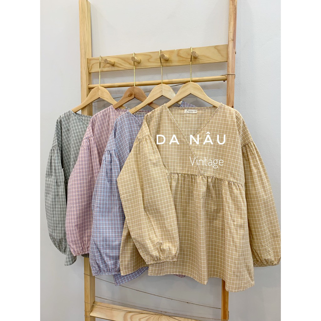 áo babydoll caro form rộng (ảnh thật/ hàng có sẵn) | Shopee Việt Nam