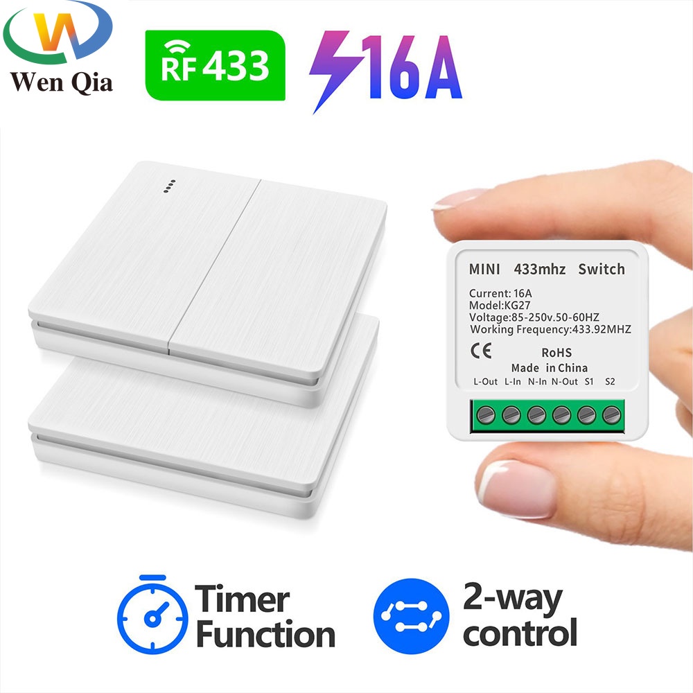 Bộ điều khiển từ xa không dây Wen Qia 433Mhz RF AC 110V 220V 16A 86 nhiều kích cỡ | Shopee Việt Nam