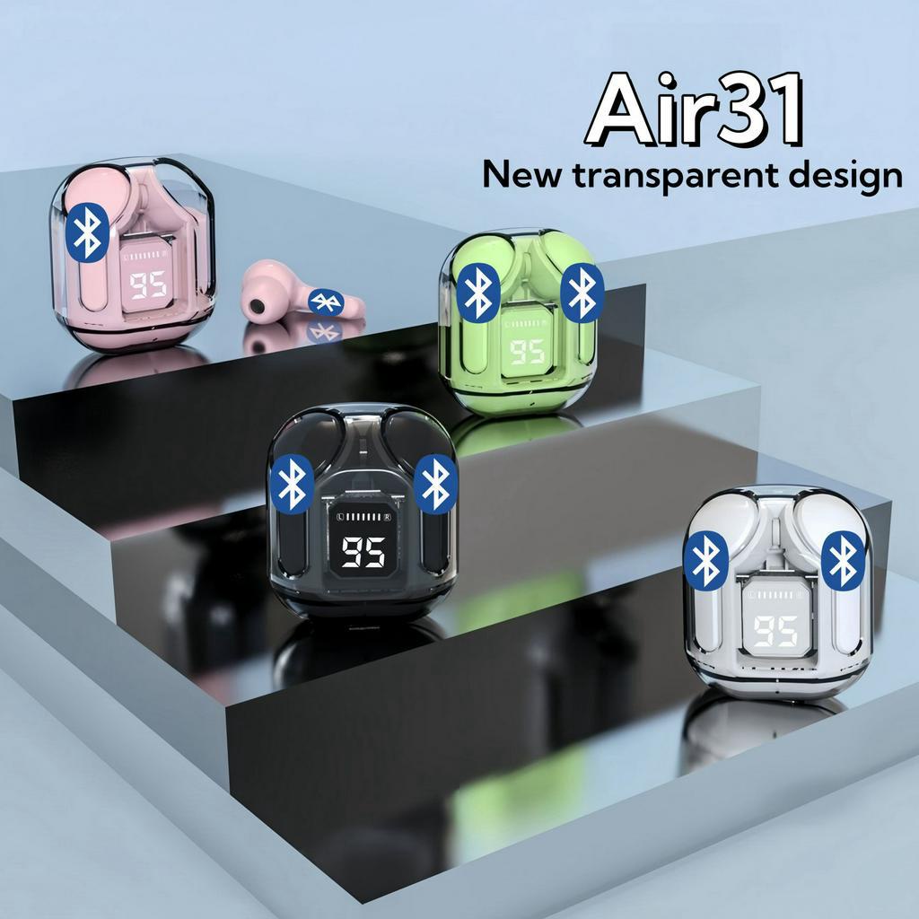 Tai nghe giảm tiếng ồn trong suốt Bluetooth Air31 hoàn toàn mới, tai nghe không dây màn hình kỹ ...