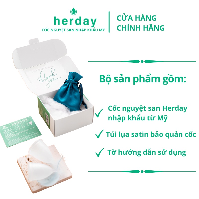 [Combo]Cốc Nguyệt San Herday Size1 & Size 2 -Made In USA-Tặng DDVS Phụ ...