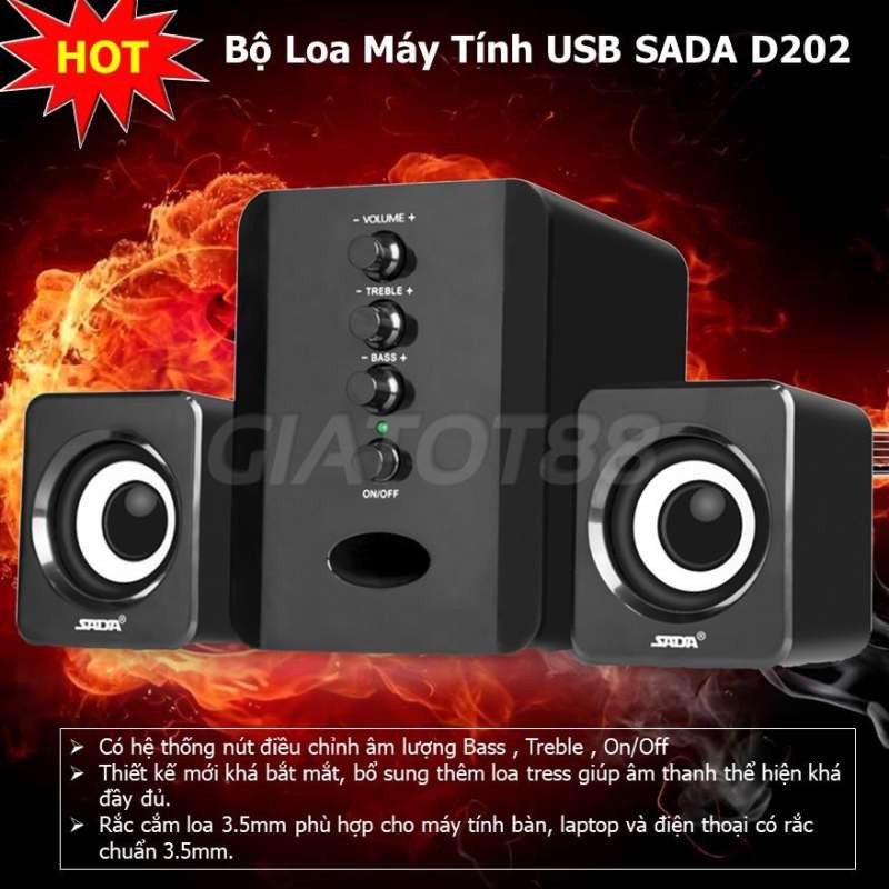{Cực Chất} Bộ 3 Loa Nghe Nhạc Máy Tính SADA D-202 Âm Thanh Trầm Ấm, Có ...