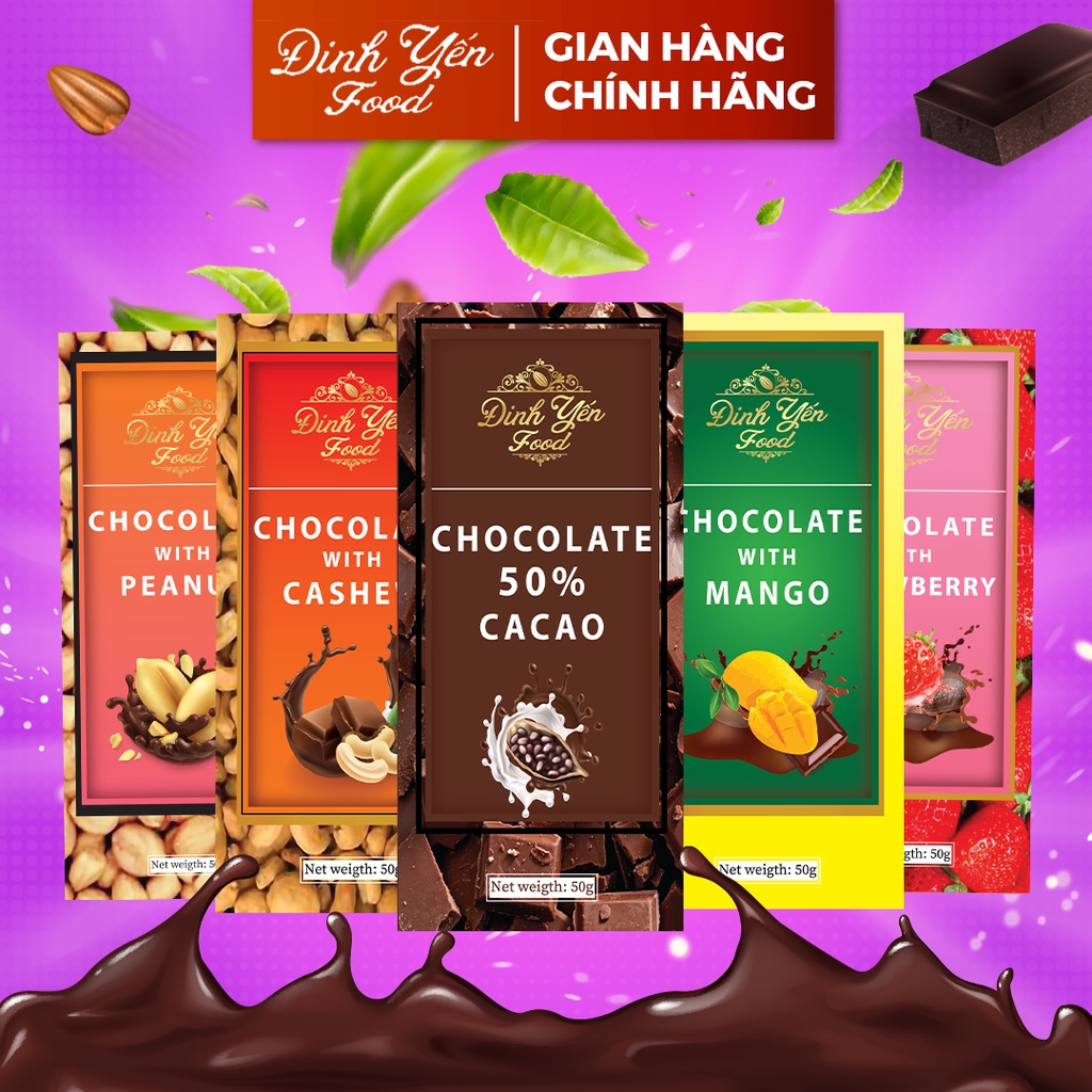Socola Thanh 50g, Mix 10 vị, Dinhyenchocolate đồ ăn vặt siêu ngon giá ...