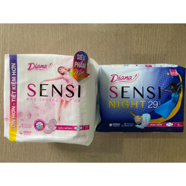 [TẶNG] Băng vệ sinh Diana Sensi siêu mỏng cánh 20 miếng TẶNG BVS SENSI ...