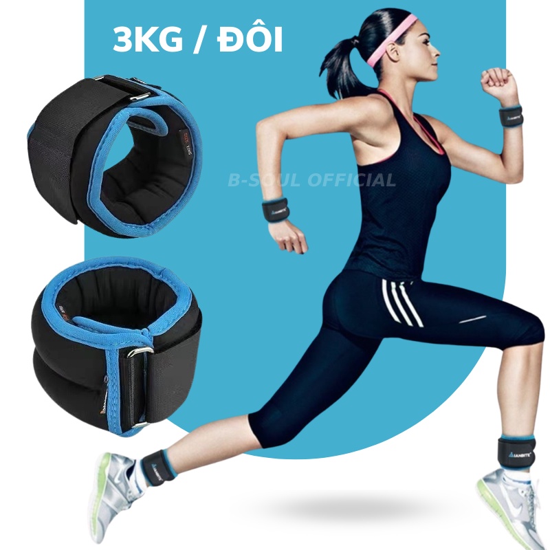 Tạ Đeo Cổ Chân Cổ Tay Chạy Bộ Thể Thao Loại 3Kg 1 Đôi May Viền Chắc Chắn Tránh Xô Lệch Chất Liệu ...