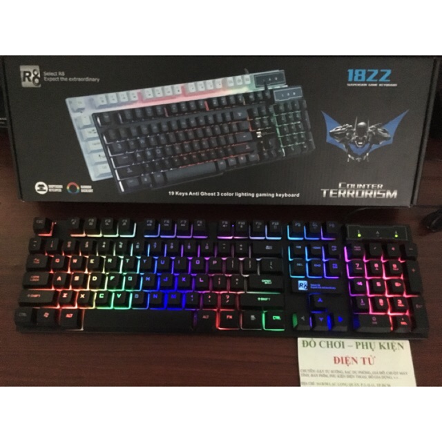 Combo chuột máy tính R8 1603 và bàn phím giả cơ LED R8 1822 (tặng 1 thảm lót chuột) | Shopee ...
