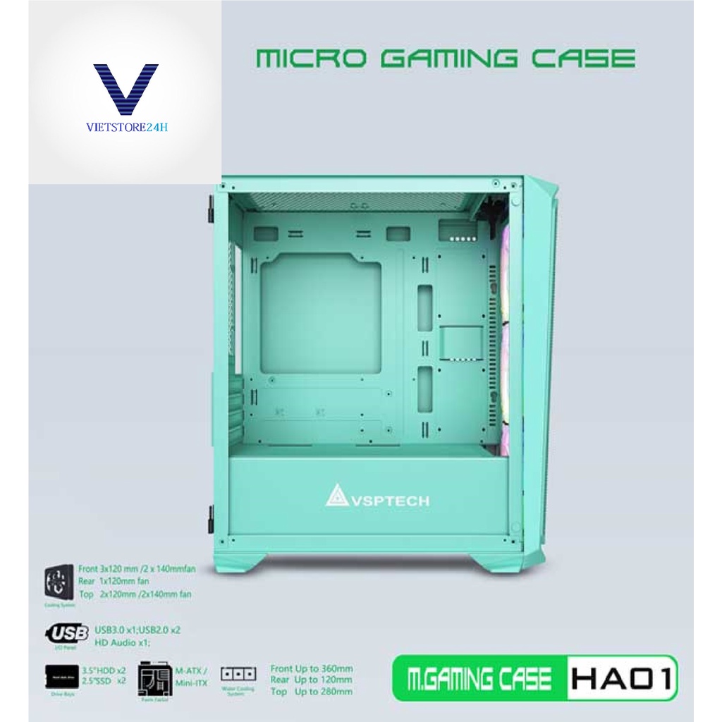 Case Gaming VSP HA01 Mini Tower (Xanh) | Shopee Việt Nam
