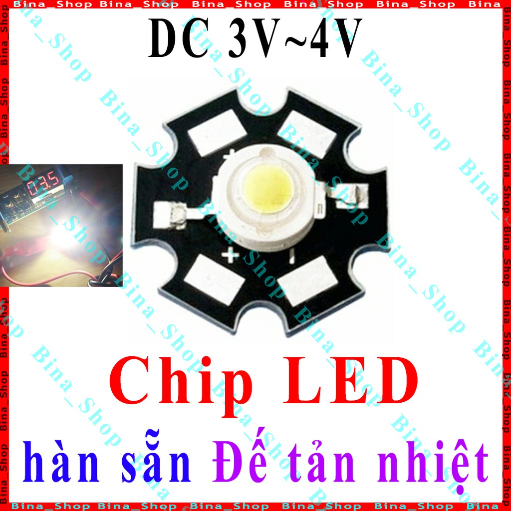Chip LED 1W DC 3V-4V trắng/vàng hàn sẵn đế tản nhiệt | Shopee Việt Nam