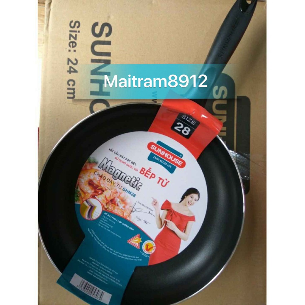 CHẢO CHỐNG DÍNH SUNHOUSE ĐÁY TỪ 20/24/26/28/30 CM (DÙNG ĐƯỢC BẾP TỪ) - dòng MAGNETIC ĐÁY TỪ ...