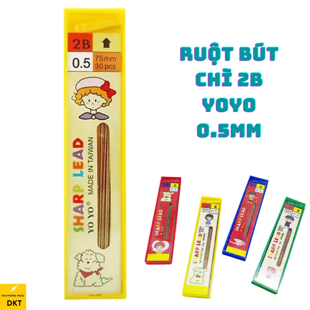 Ruột bút chì bấm 2B Yoyo 0.5mm ngòi bút chì kim vàng yoyo kim bút chì ...