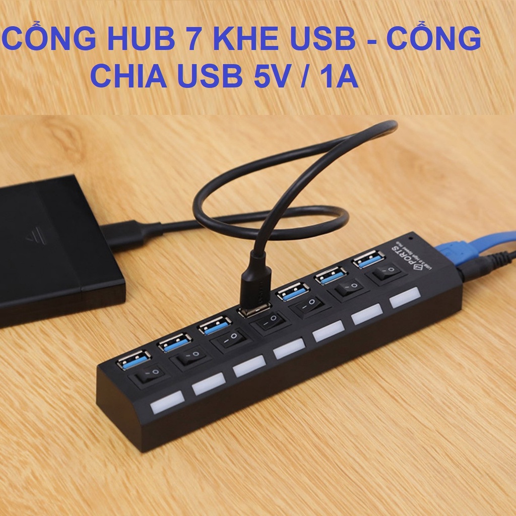 Bộ Chia Hub USB 7 Port Có Công Tắc Riêng Có Đèn Led, Đầu Chia 7 Cổng USB Tiện Dụng Tốc Độ Cao ...