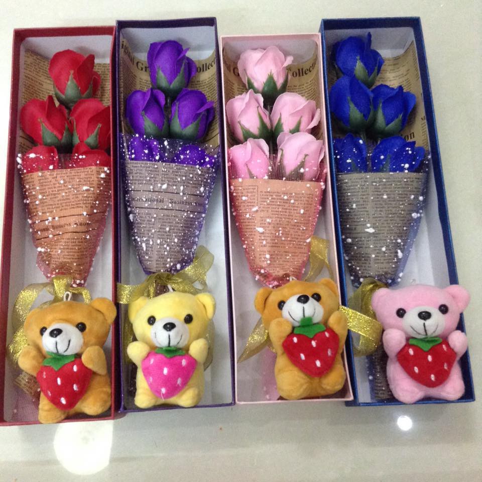Hộp Hoa Hồng Sáp 5 Bông - có gấu bông | Shopee Việt Nam