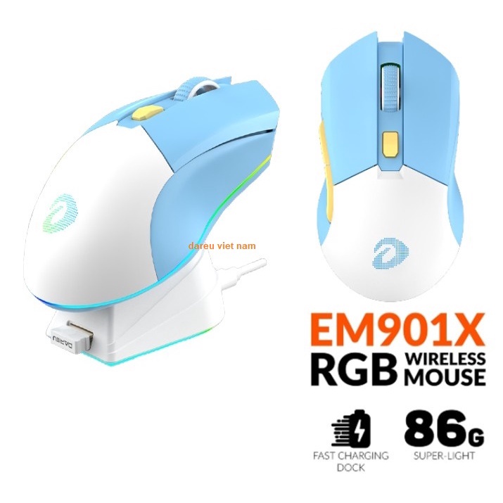 Chuột Gaming không dây Dareu EM901X RGB - SUPERLIGHT, Kèm dock sạc ...