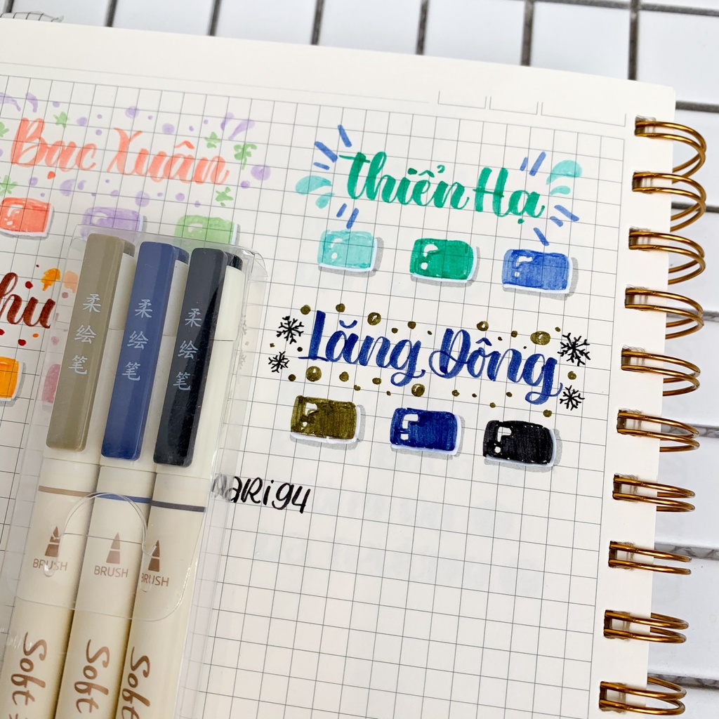 SET 3 Bút Luyện Calligraphy Soft Brush Sign Pen - Hidari | Shopee Việt Nam