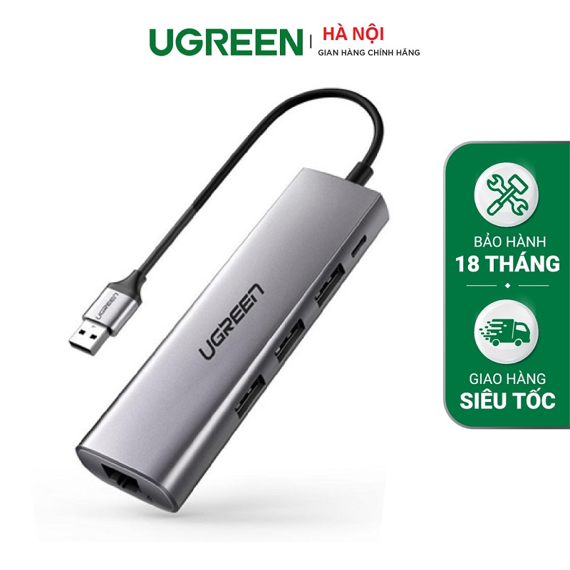 Bộ chia USB 3 cổng+Lan Cao Cấp Ugreen 60812 CM266 (USB 3.0/Lan Gigabit ...