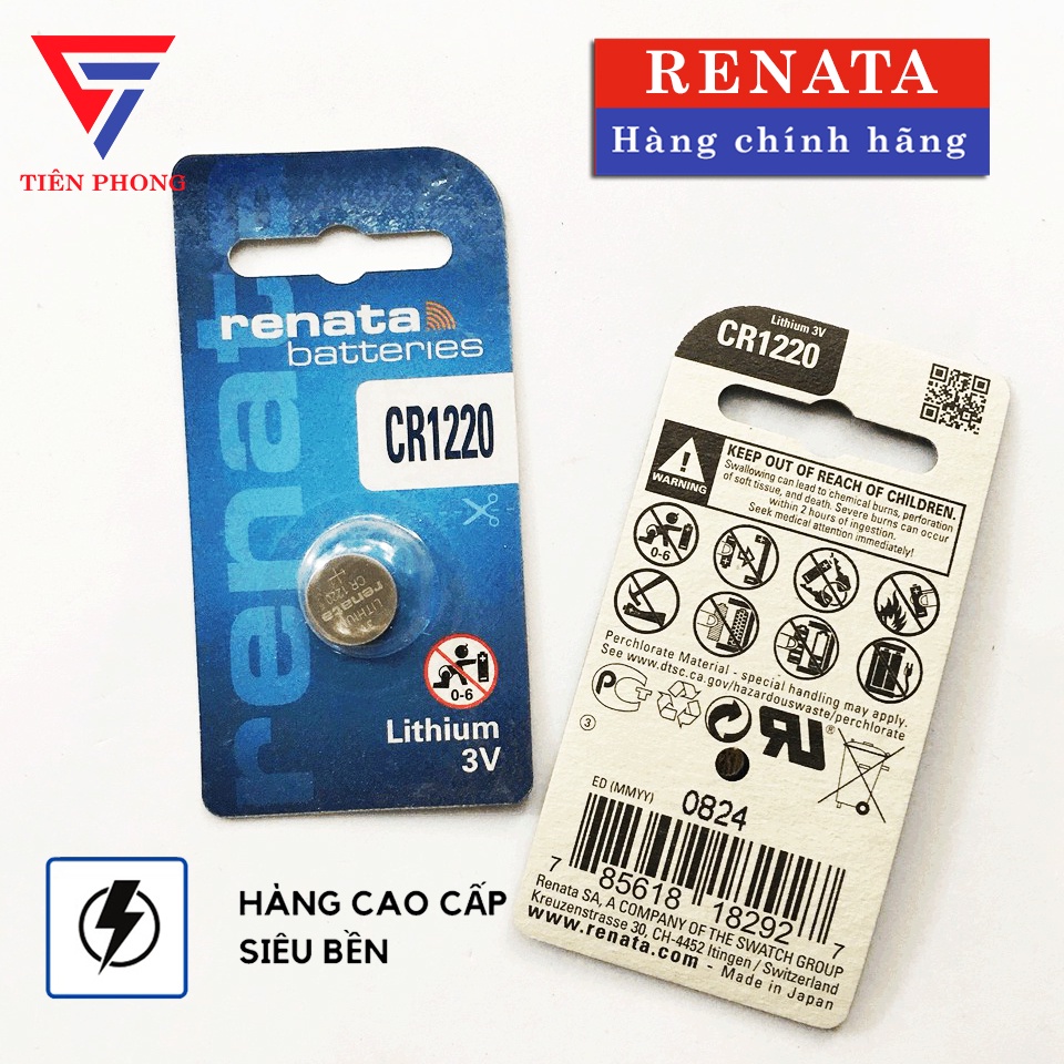 Pin CR1220 Renata pin 3V chính hãng Thụy Sĩ - Vỉ 1 viên, pin đồng hồ ...