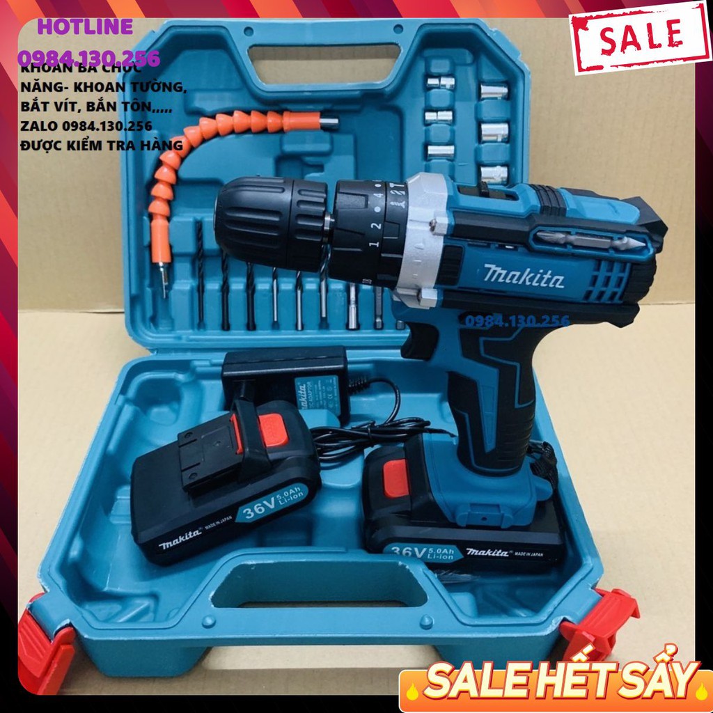 [BH 12 tháng] Máy khoan pin cầm tay Makita 36V - Tặng bộ 24 phụ kiện - Máy khoan pin bắn vít ...