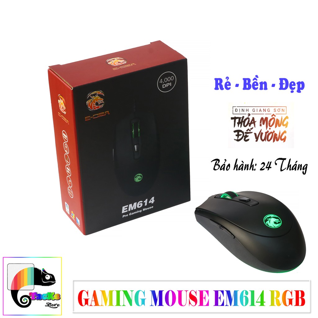 Chuột Gaming E-Dra EM614 RGB LED, màu đen-BH I Gaming Mouse EDra EM614 ...