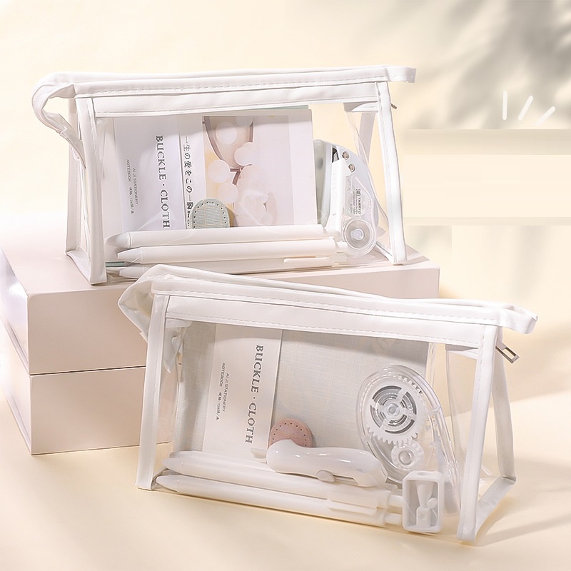 Hộp bút trong suốt viền trắng túi đựng bút phong cách đơn giản có nhiều ...