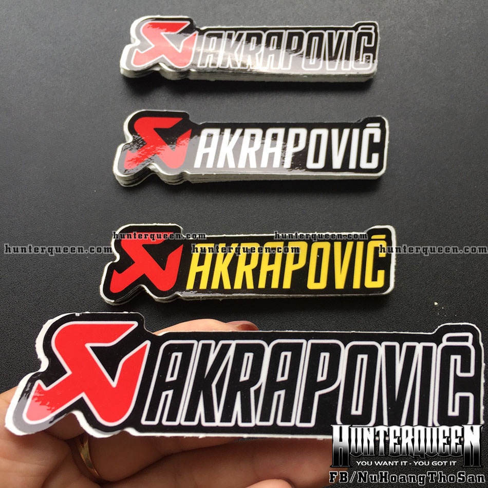 Logo Akrapovic nhiều mẫu màu [12x3.2cm]. Decal sticker hình dán xe máy ...